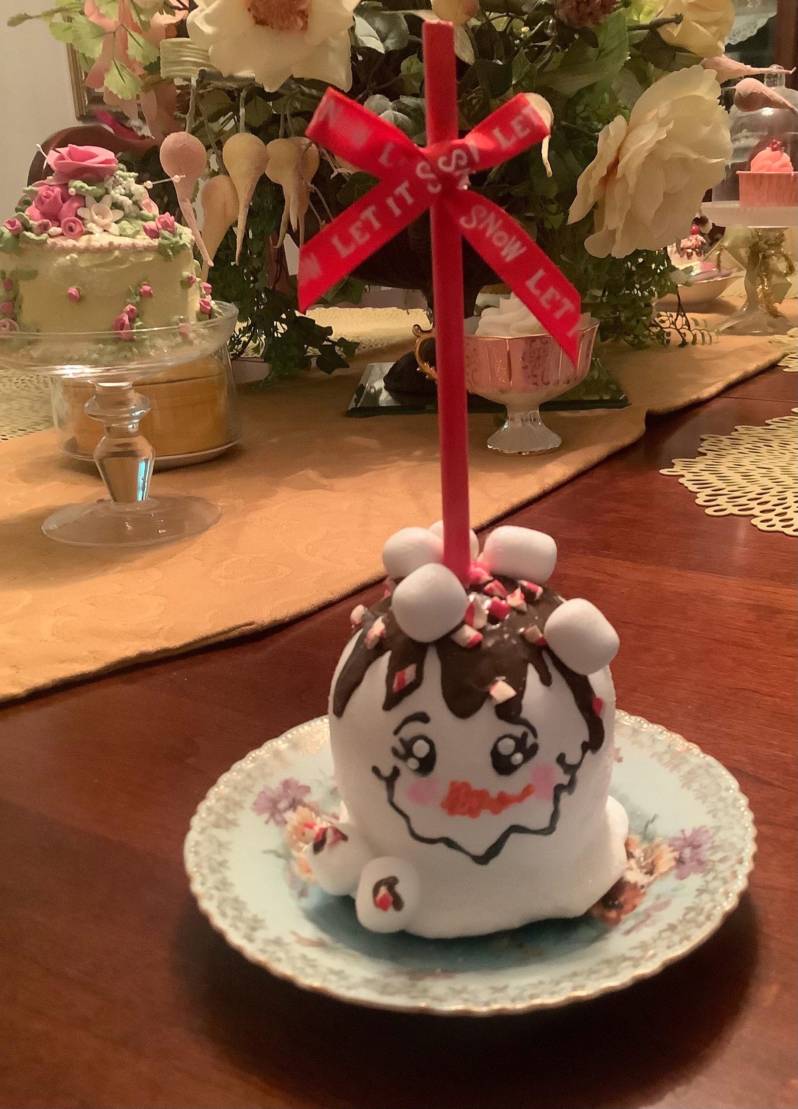 Chocolate Covered Apple Snowman With Marshmallows - Etsy
