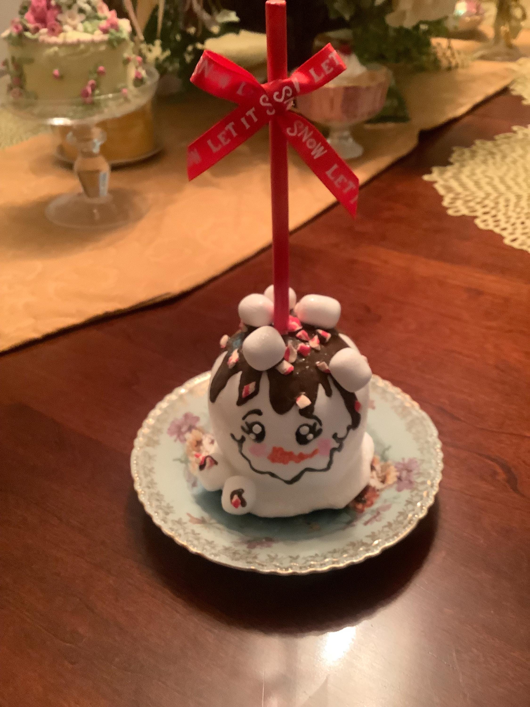 Chocolate Covered Apple Snowman With Marshmallows - Etsy