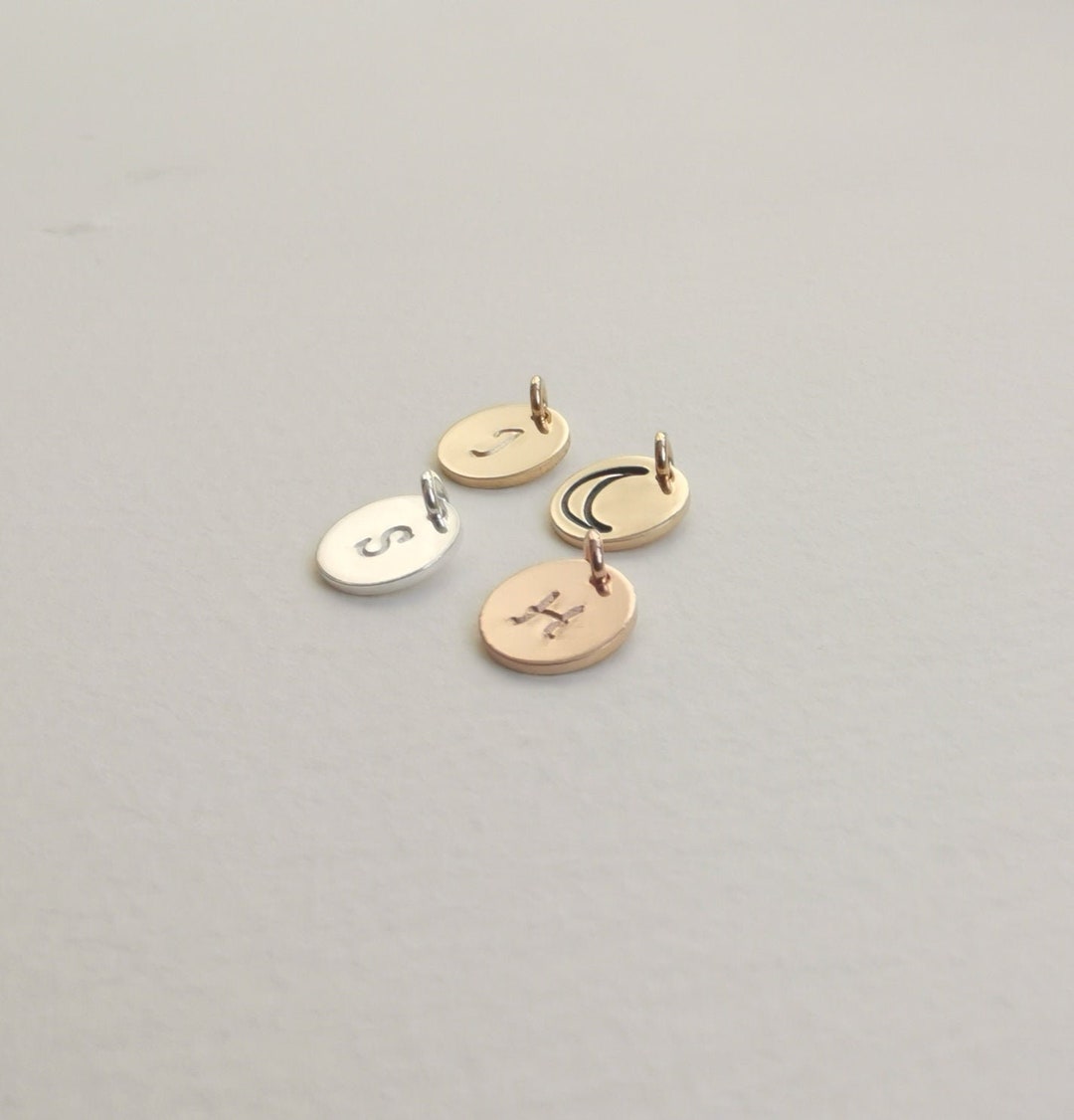 Initial Disc Charm, Personalised Charm for Necklace, Dainty Initial ...