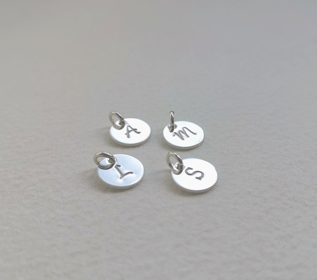 Sterling Silver Initial Disc Charm: Personalized Letter (8mm) - Etsy UK