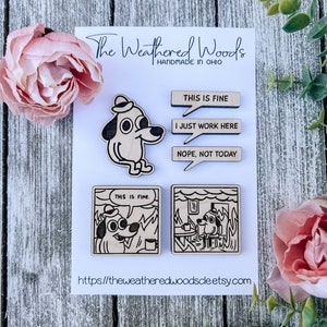 This If Fine Magnet, Meme Magnet Set, Meme Gift Idea, This is Fine Gift ...