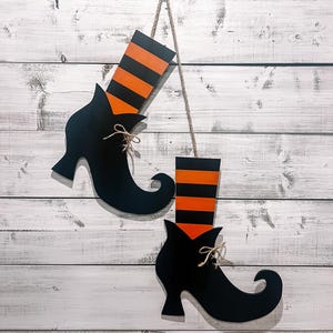 Handmade Rustic Wood Witch Boots- Primitive Halloween Decor - Front ...