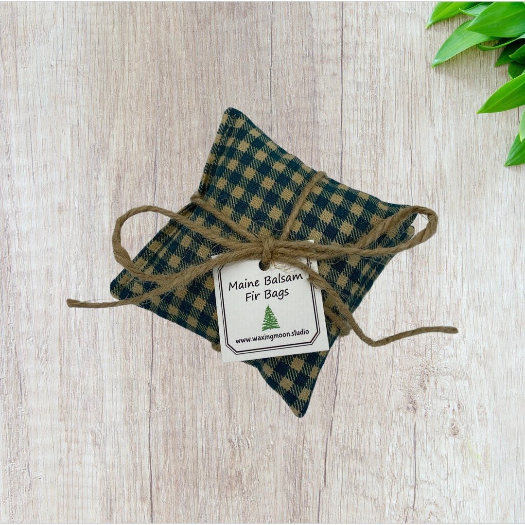 Maine Balsam Fir Sachet, Green Buffalo Plaid, Set of 2, Made in Maine ...