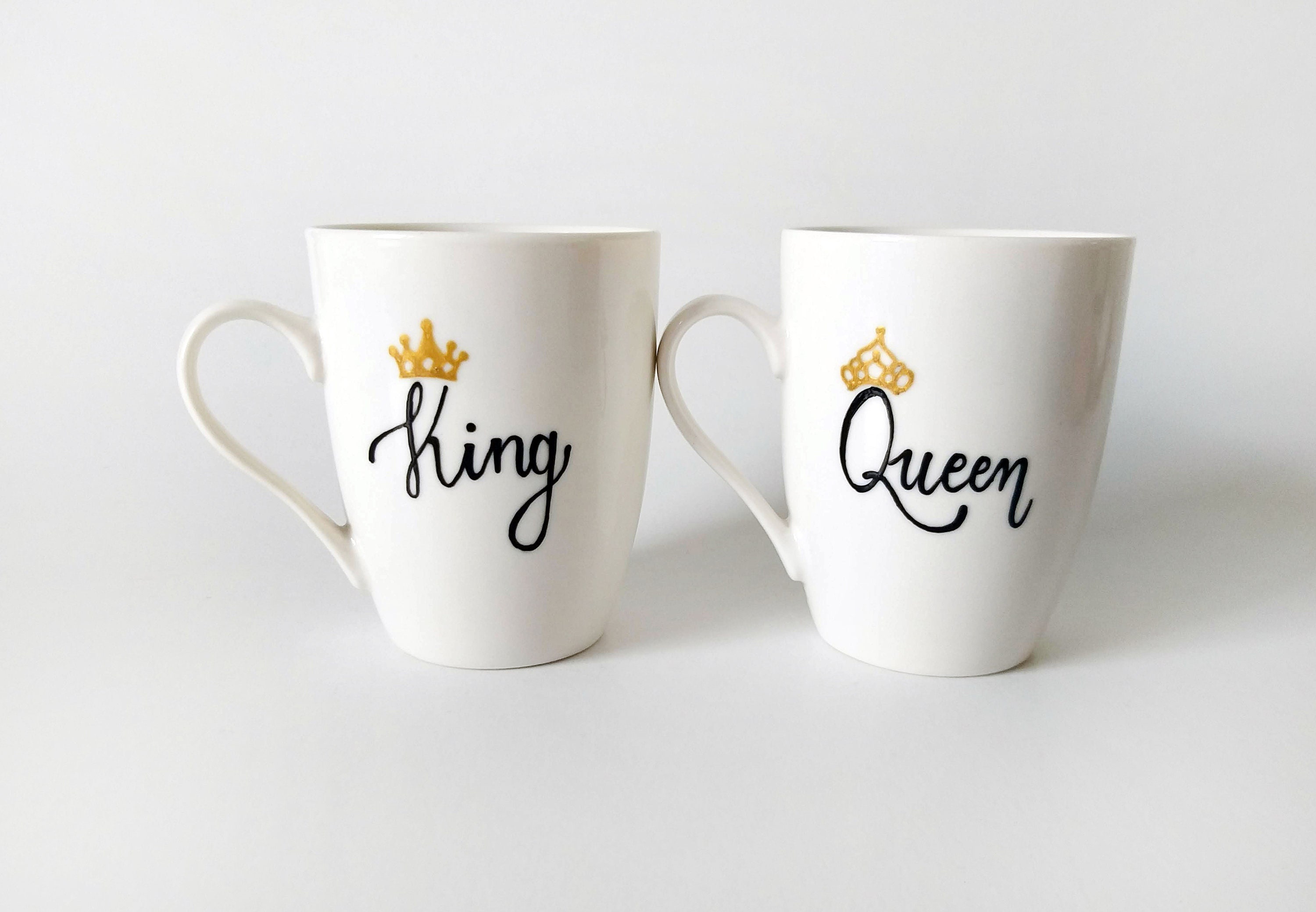 Set of 2 Mugs King & Queen Couples Mug Royals - Etsy