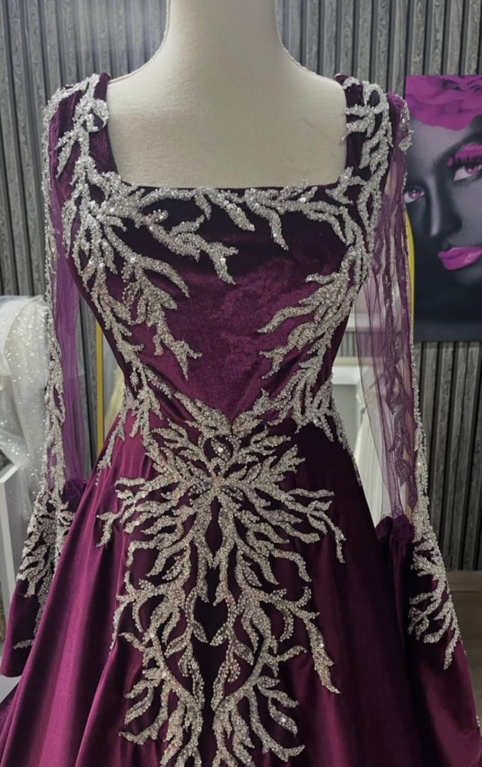 Plum Embroidered Elven Dress,6,8 Size Elven Gown,evening Prom Dress ...