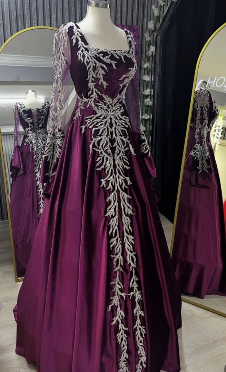 Plum Embroidered Elven Dress,6,8 Size Elven Gown,evening Prom Dress ...