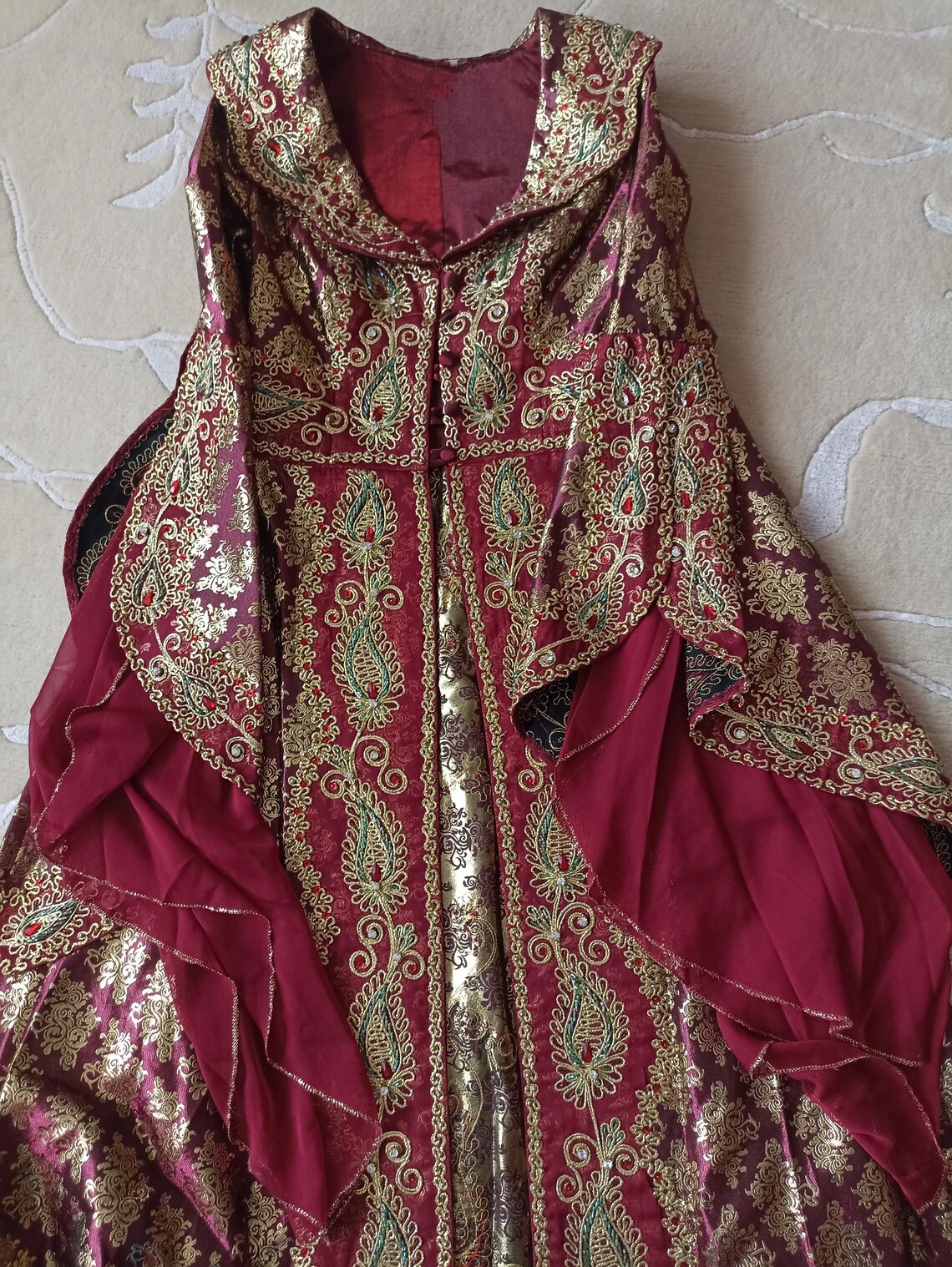 Ottoman Embroidered Medieval Dress 6, 8 Usa Recycled Elven Gown,evening ...