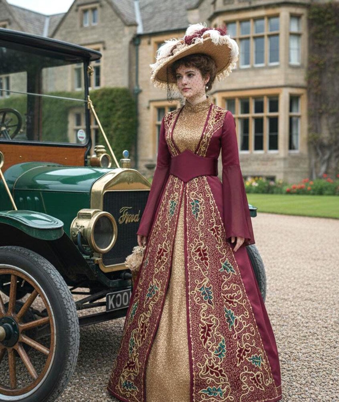 Burgundy Medieval Outside Dress,s M Size Gown,bellsleeves Kaftan and ...