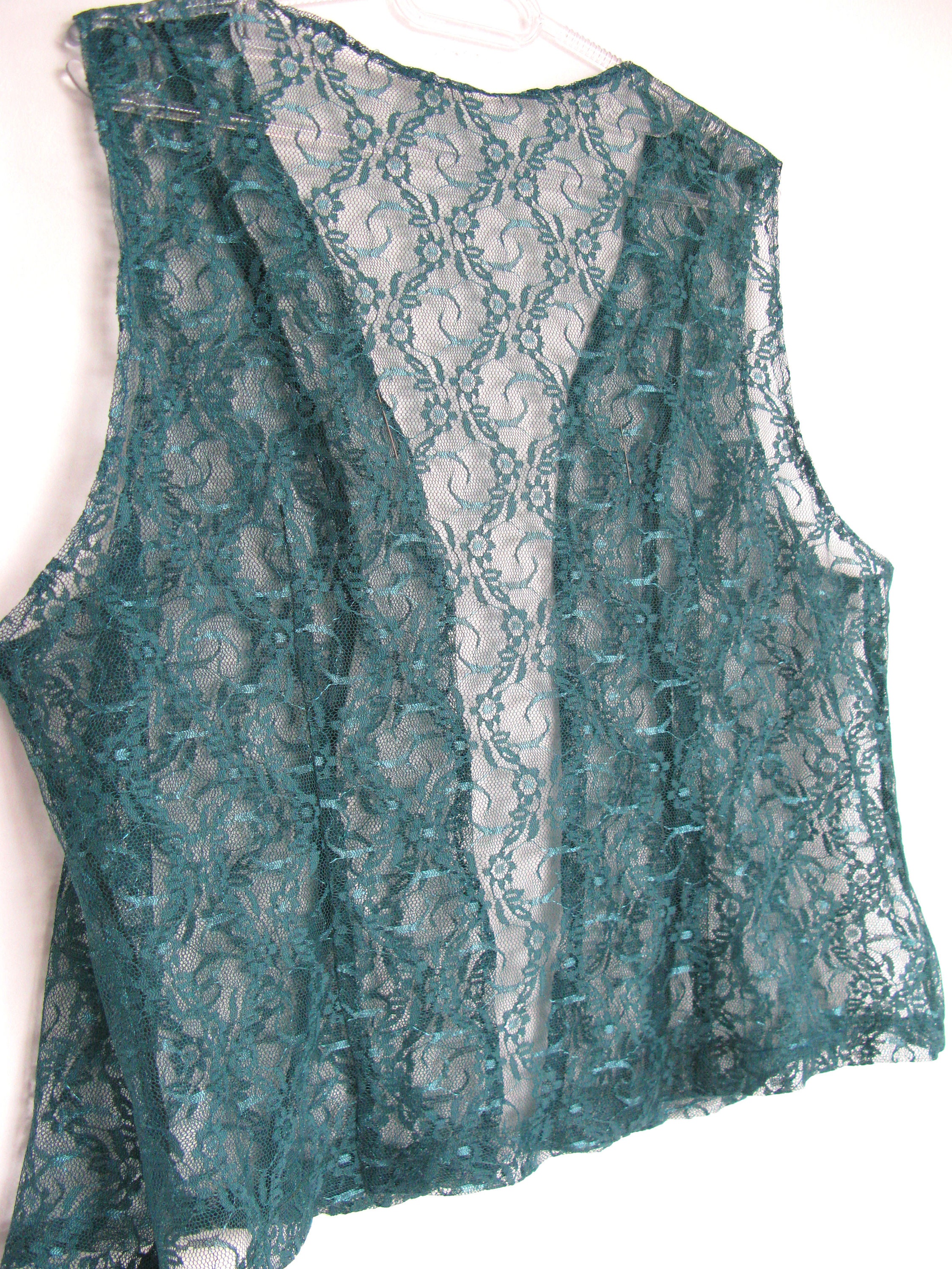 Dark Green Lace West / Sheer Vest /lace Jerkin/ Boho Vest/ Gown Vest ...