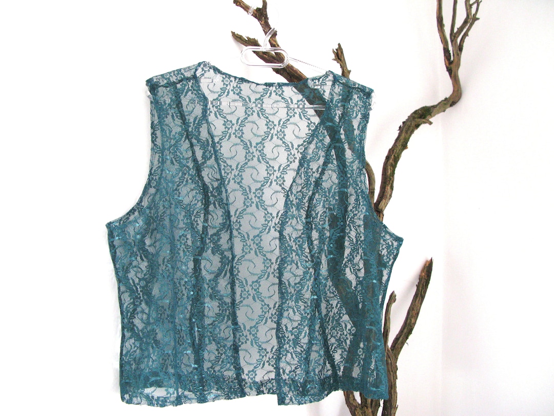 Dark Green Lace West / Sheer Vest /lace Jerkin/ Boho Vest/ Gown Vest ...
