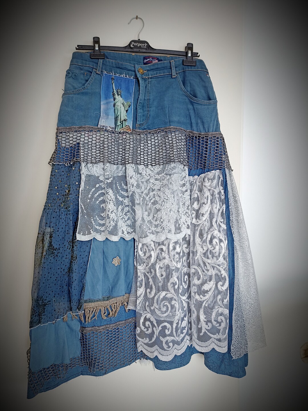 Ruffled Tattered Shabby Boho Denim Recycled XXL Skirt - Etsy