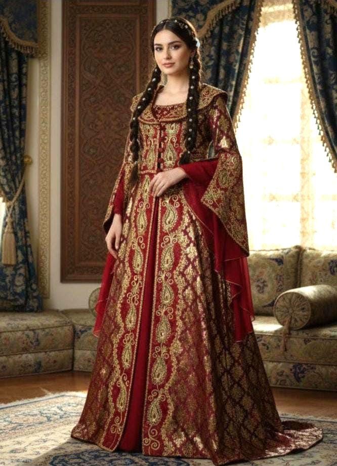 Ottoman Embroidered Medieval Dress 6, 8 Usa Recycled Elven Gown,evening ...
