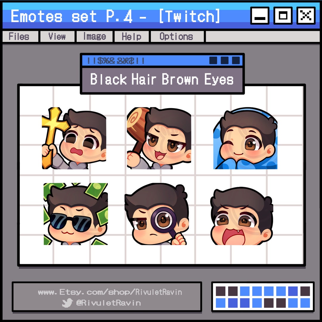 Black Hair Brown Eyes Male Emote Set P.4 - Etsy