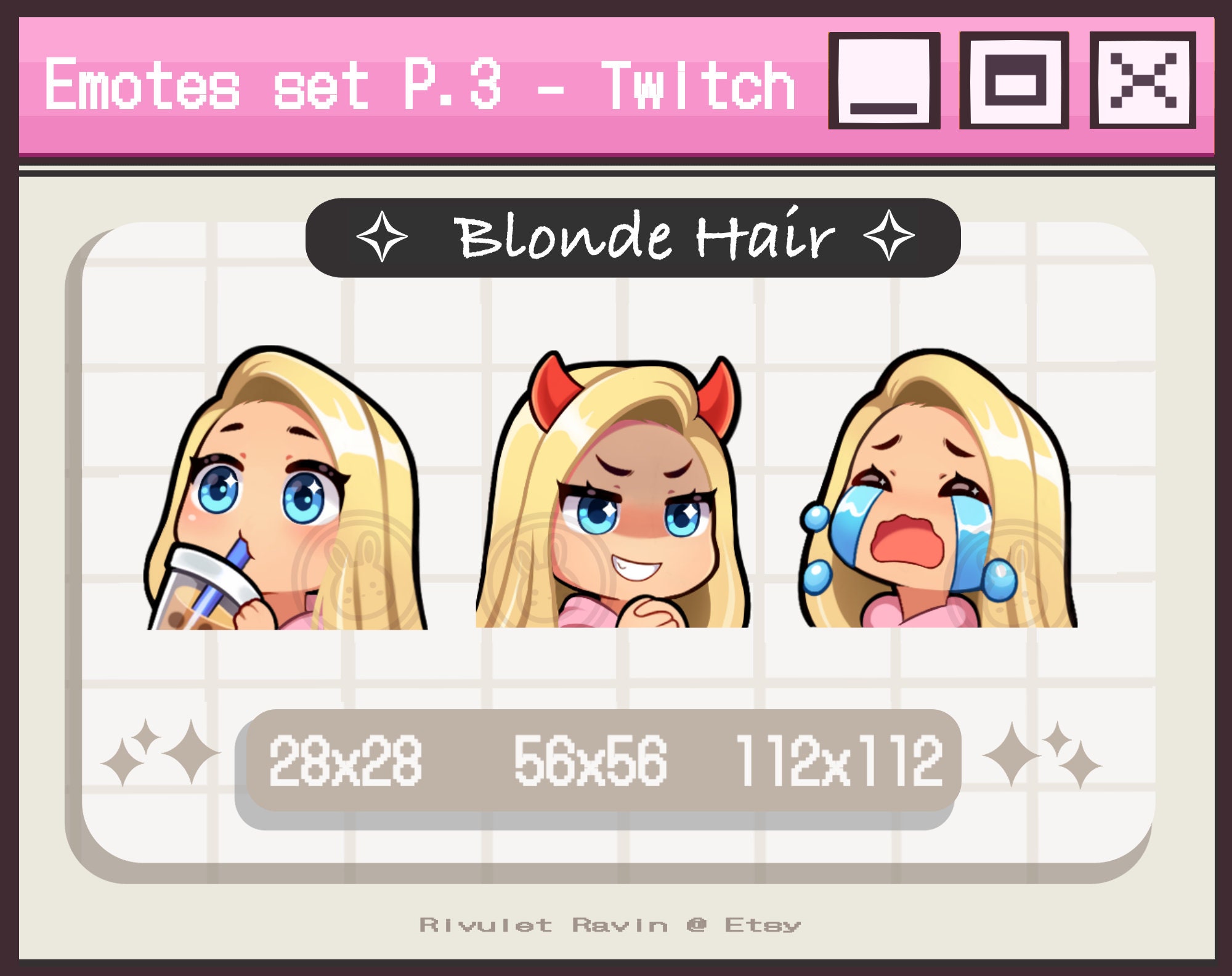 Blonde Hair Emotes Set P.3 Female | Etsy