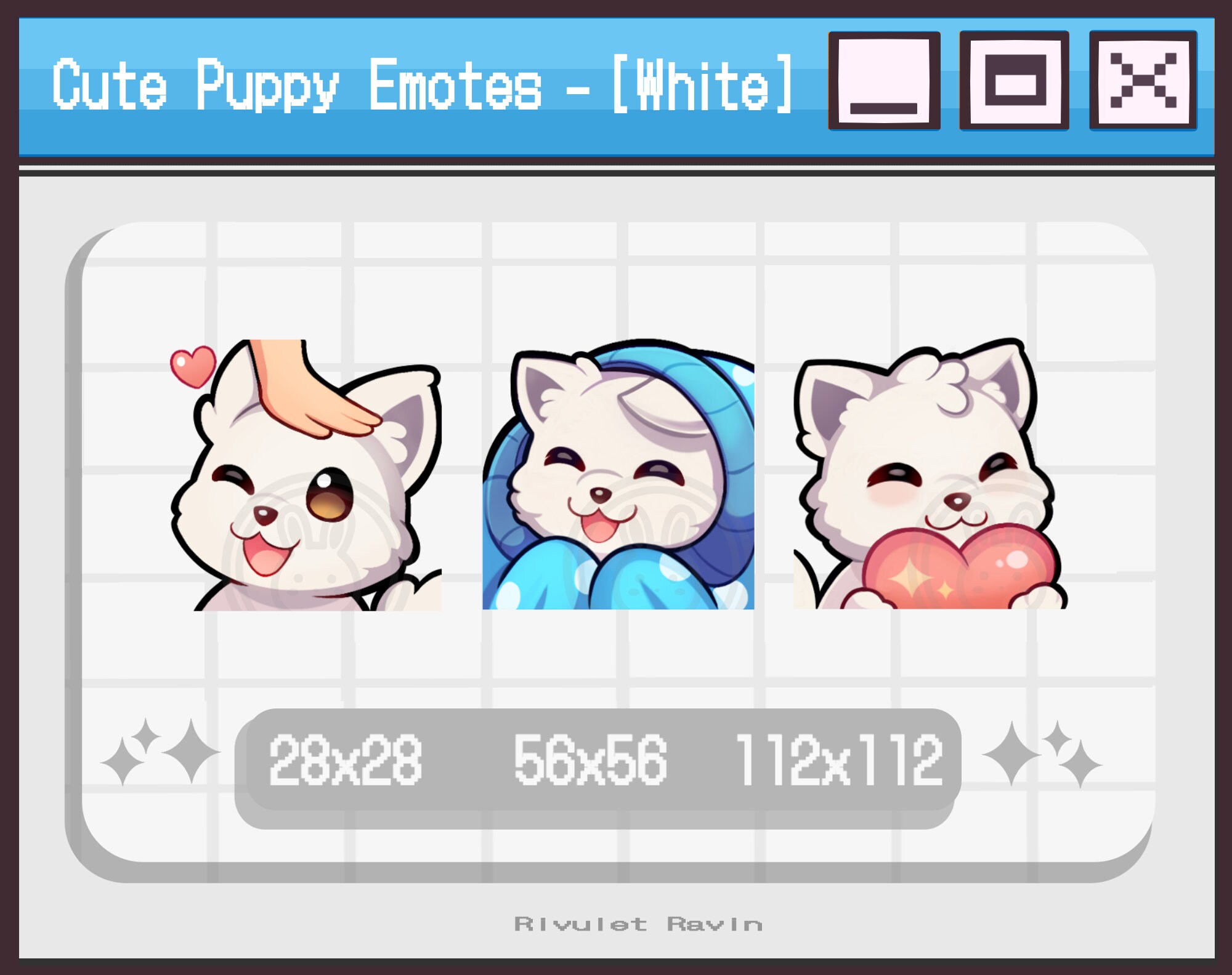 Cute Puppy Emotes Set White | Etsy