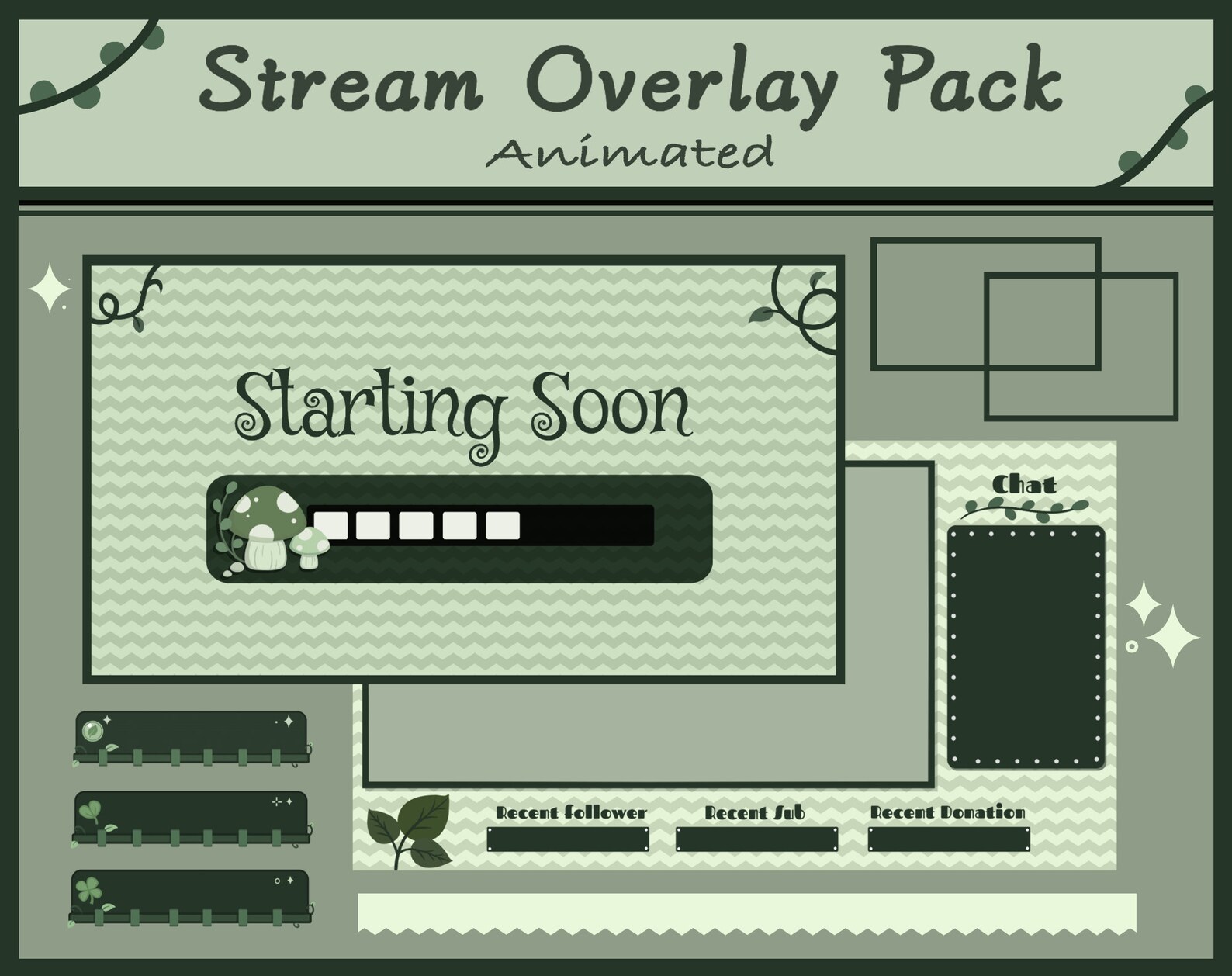 Green Aesthetic Stream Pack animated - Etsy