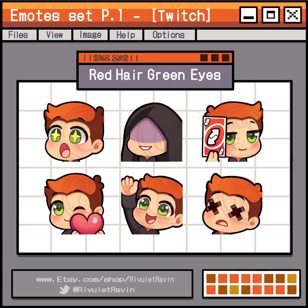 Red Hair Green Eyes Male Emote Set P.1 - Etsy