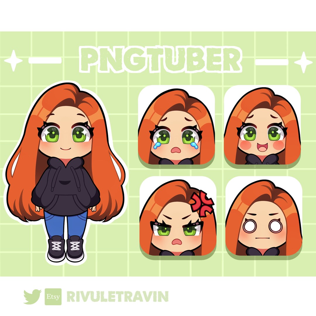 Red Hair Green Eyes Pngtuber - Etsy