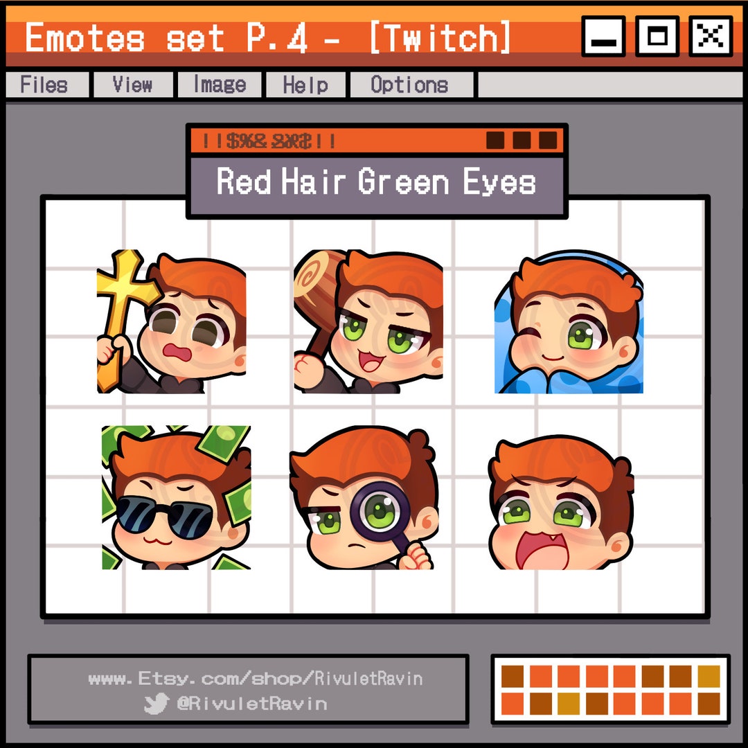 Red Hair Green Eyes Male Emote Set P.4 - Etsy