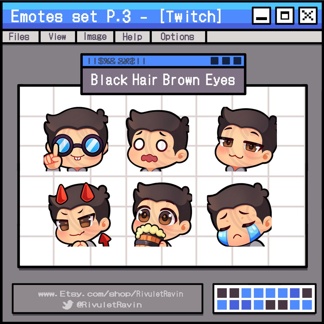 Black Hair Brown Eyes Male Emote Set - P.3 - Etsy