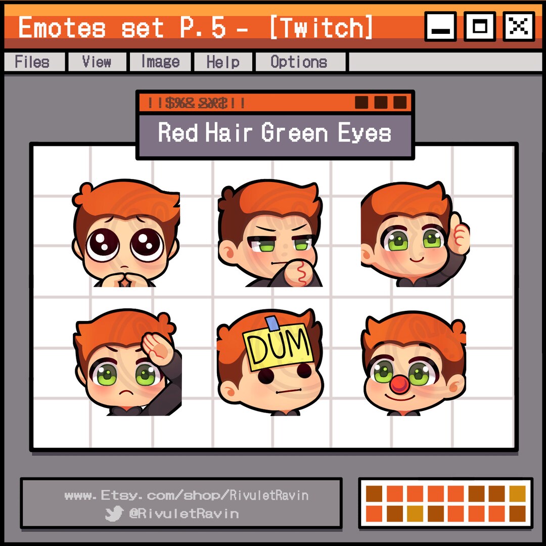 Red Hair Green Eyes Male Emote Set - P.5 - Etsy