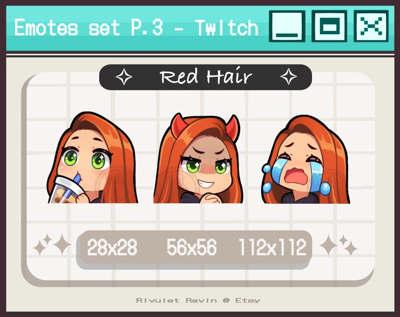 Red Hair Emotes Set P.3 Female - Etsy