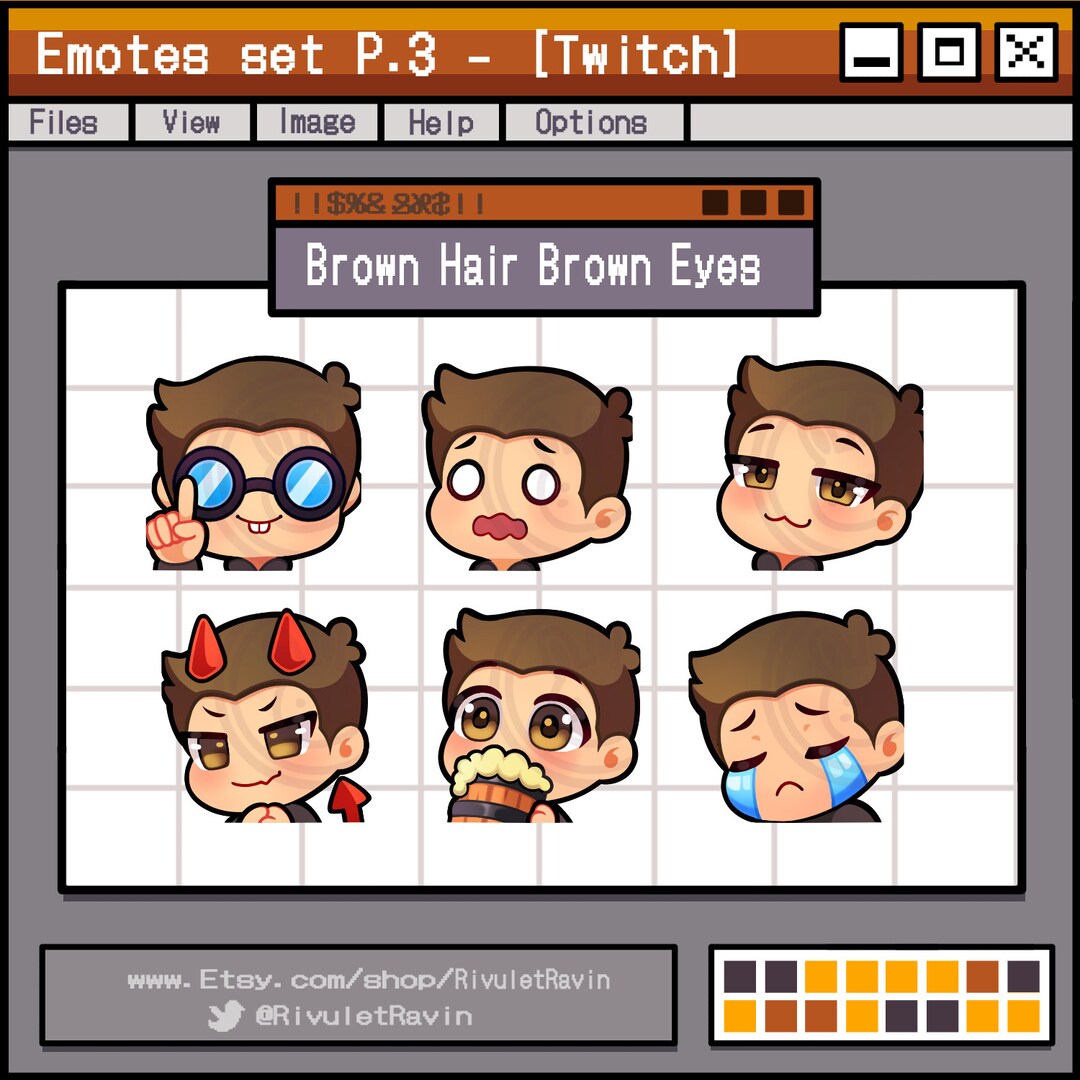 Brown Hair Brown Eyes Male Emote Set - P.3 - Etsy
