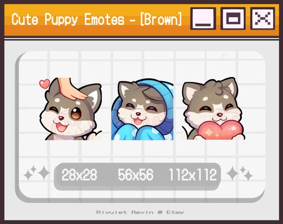 Cute Puppy Emotes Set brown - Etsy