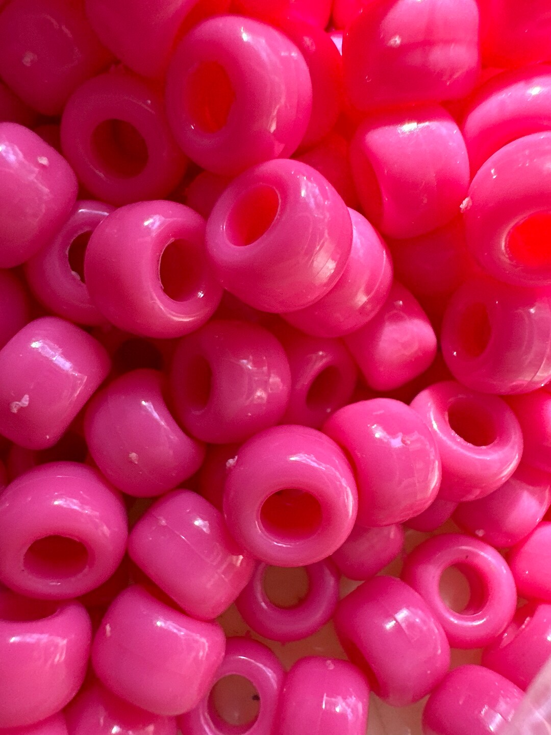 Hot Pink Pony Beads, Hair Beads, Kid's DIY Crafts, Macrame Beads, Pink ...