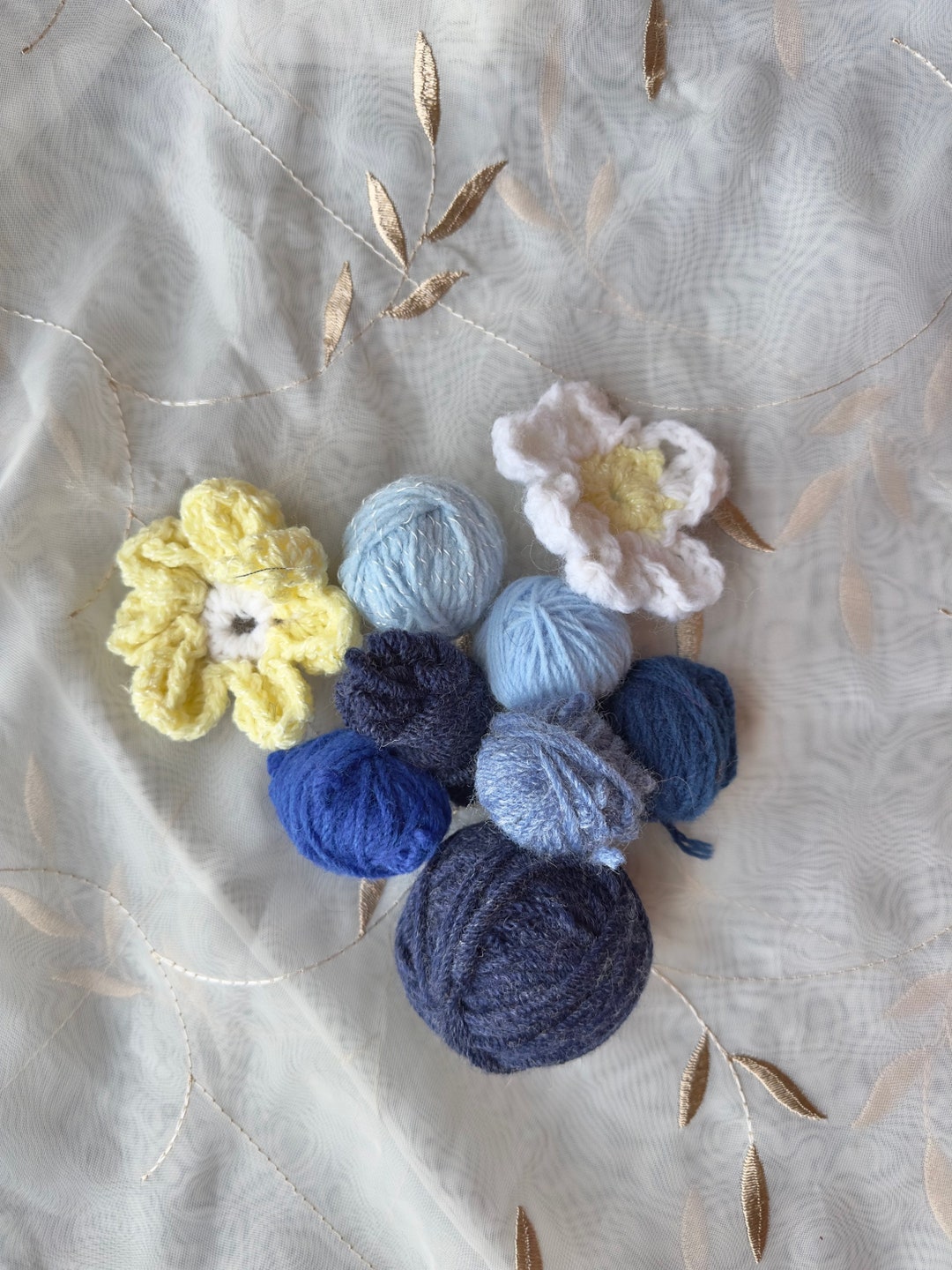 Scrap Yarn Balls, Blue Mini Balls of Yarn for Crafting, Medium Weight ...