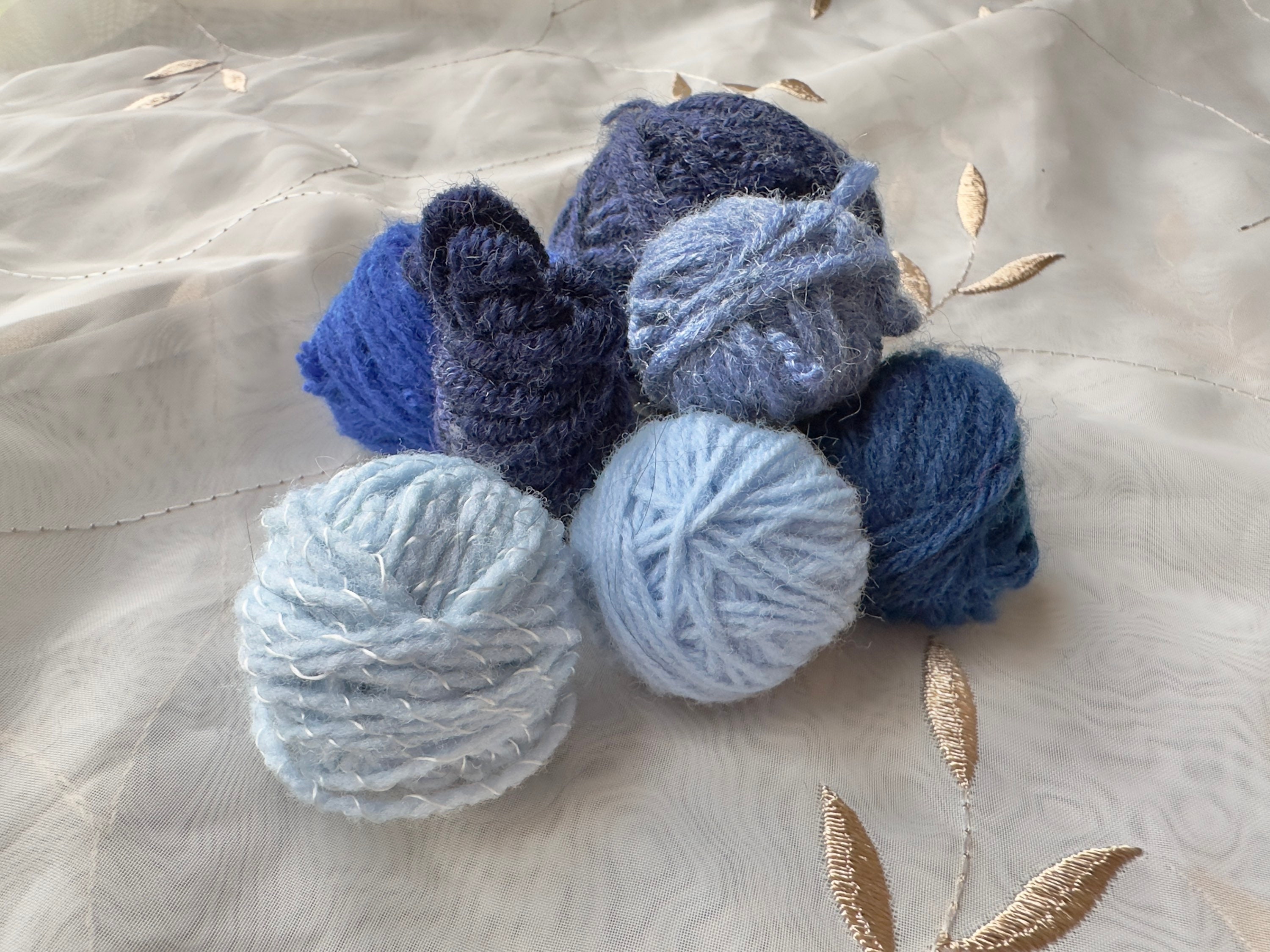 Scrap Yarn Balls, Blue Mini Balls of Yarn for Crafting, Medium Weight ...