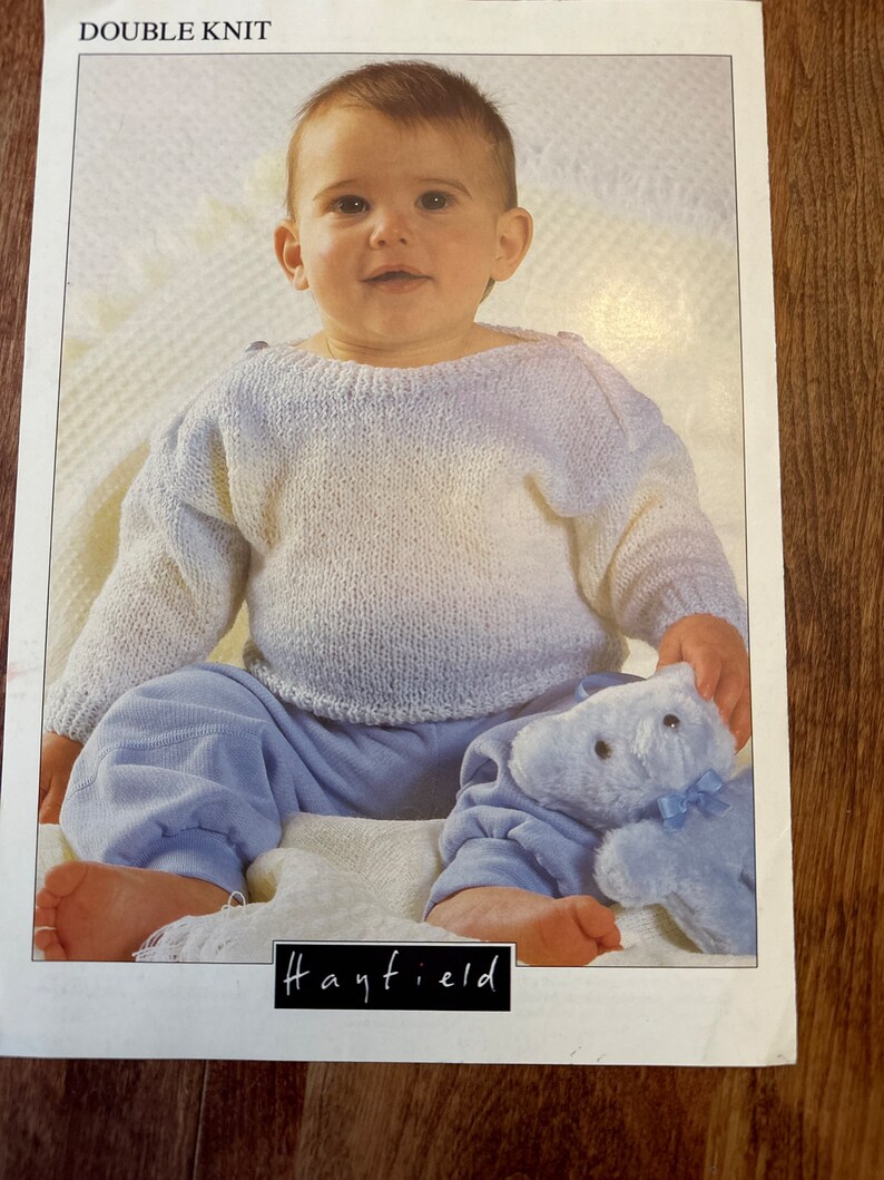 Knit Pattern Leaflet Hayfield Envelope Neck Sweater Knitting Pattern ...