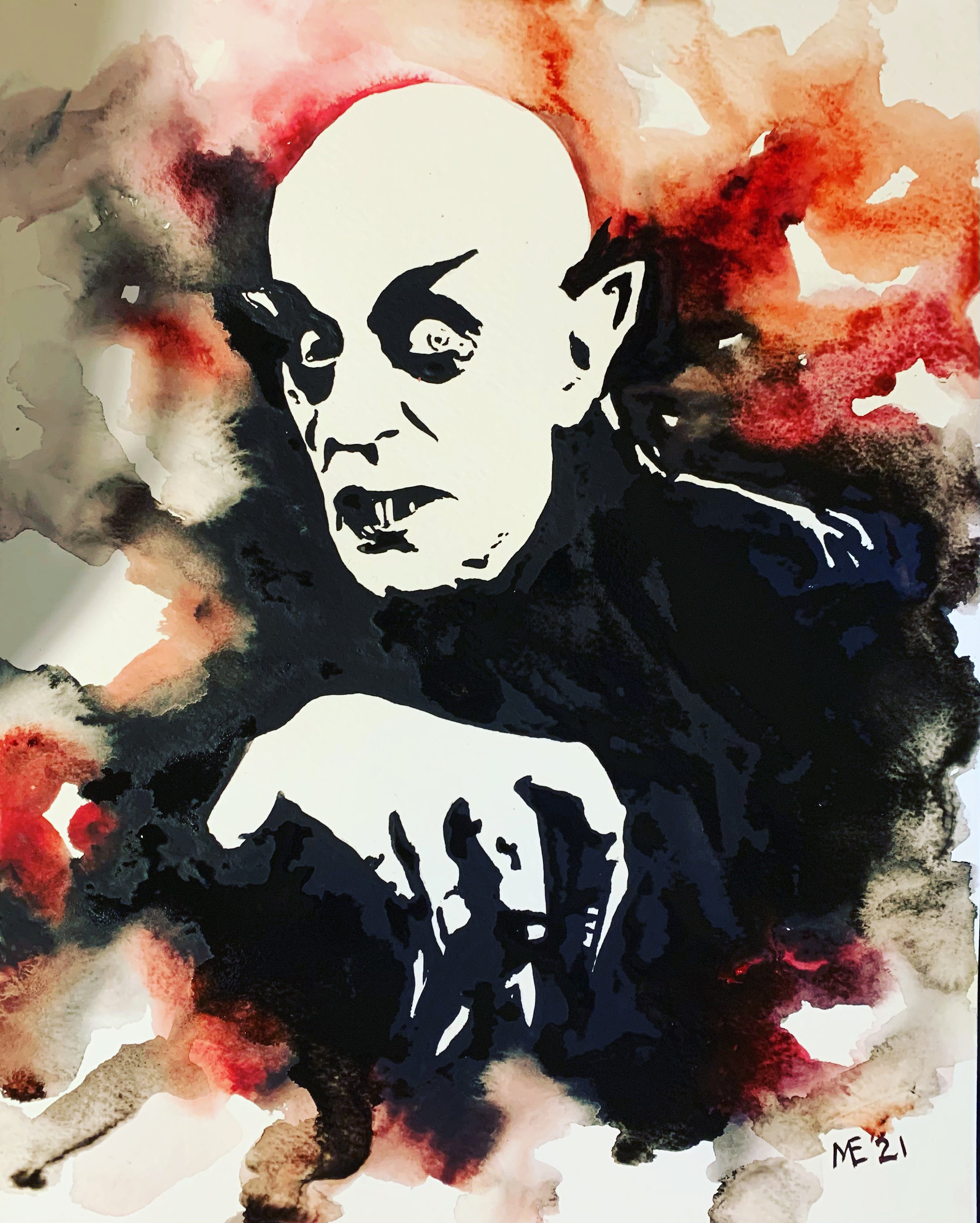 Nosferatu Watercolor Print | Etsy