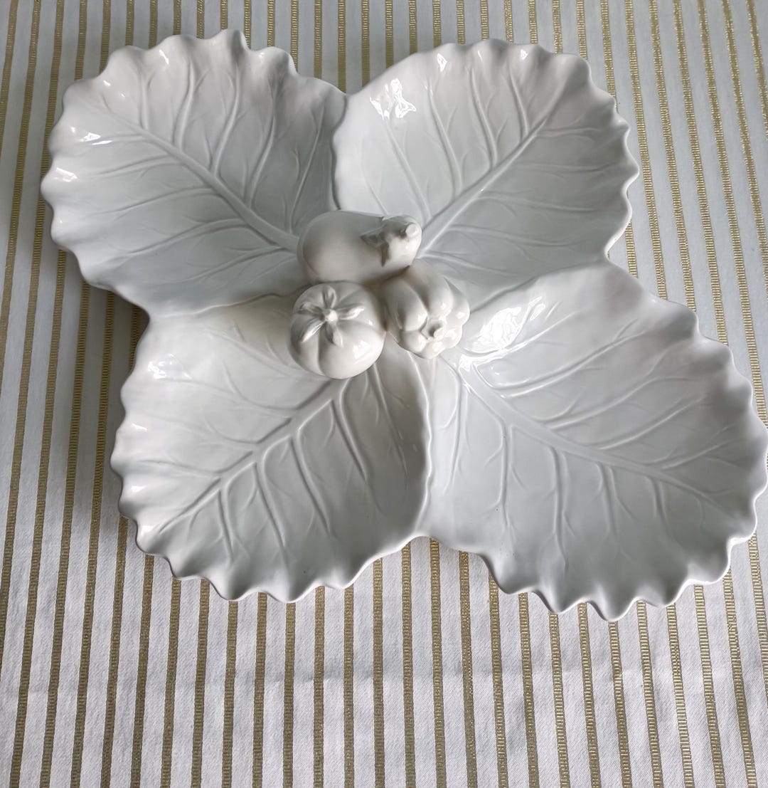 Four Sectioned Lettuce Leaf-shaped Platter Plate Appetizer Dessert ...