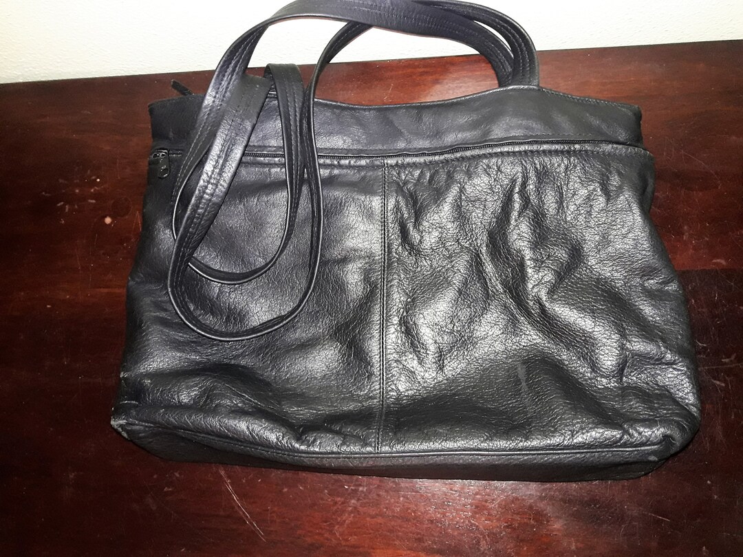 Wilsons Black Genuine Leather Handbag Purse Organizer Tote Fashion ...