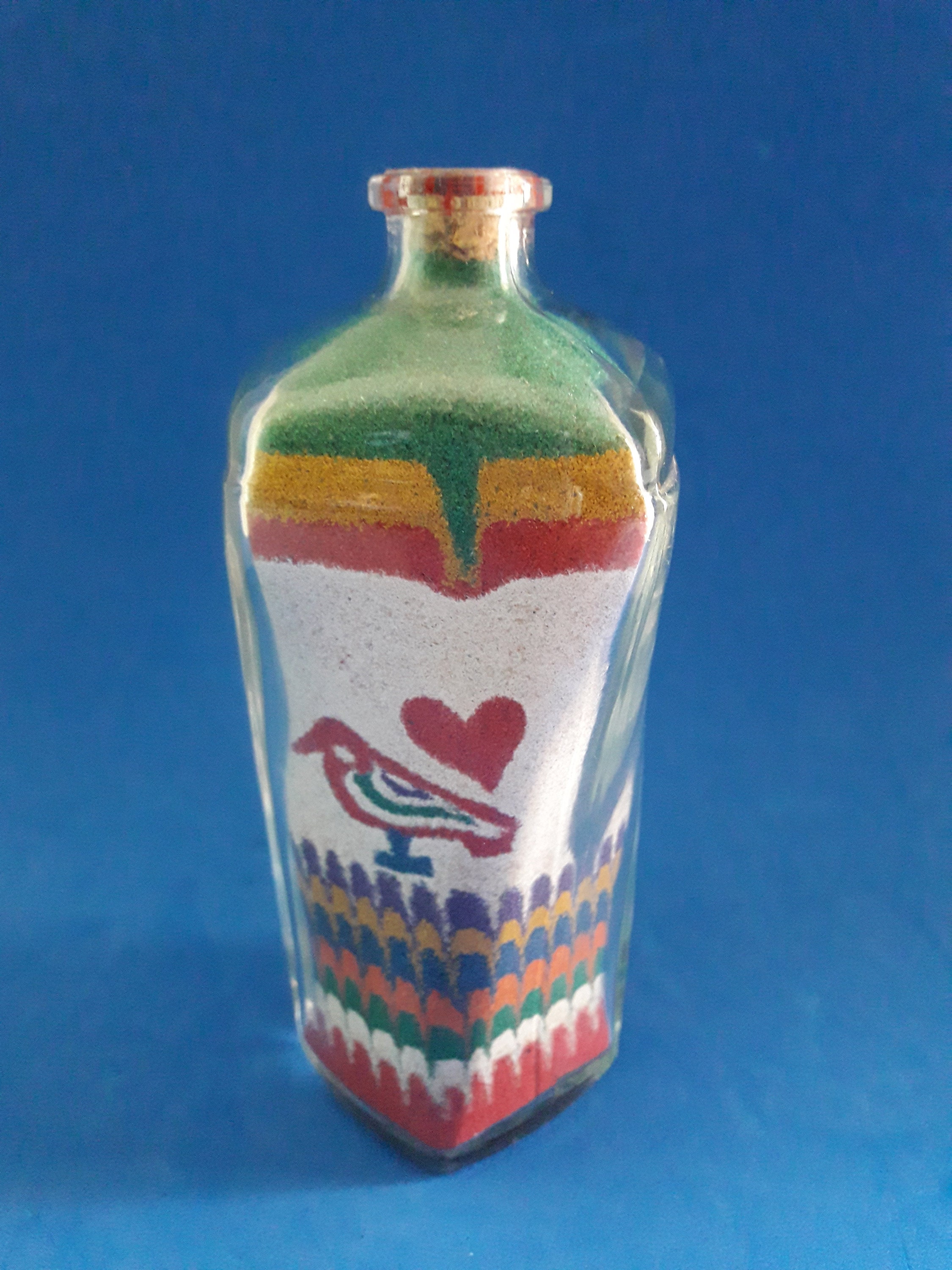 Decorative Glass Bottle Sand Art Decor Bird & Heart Accent - Etsy