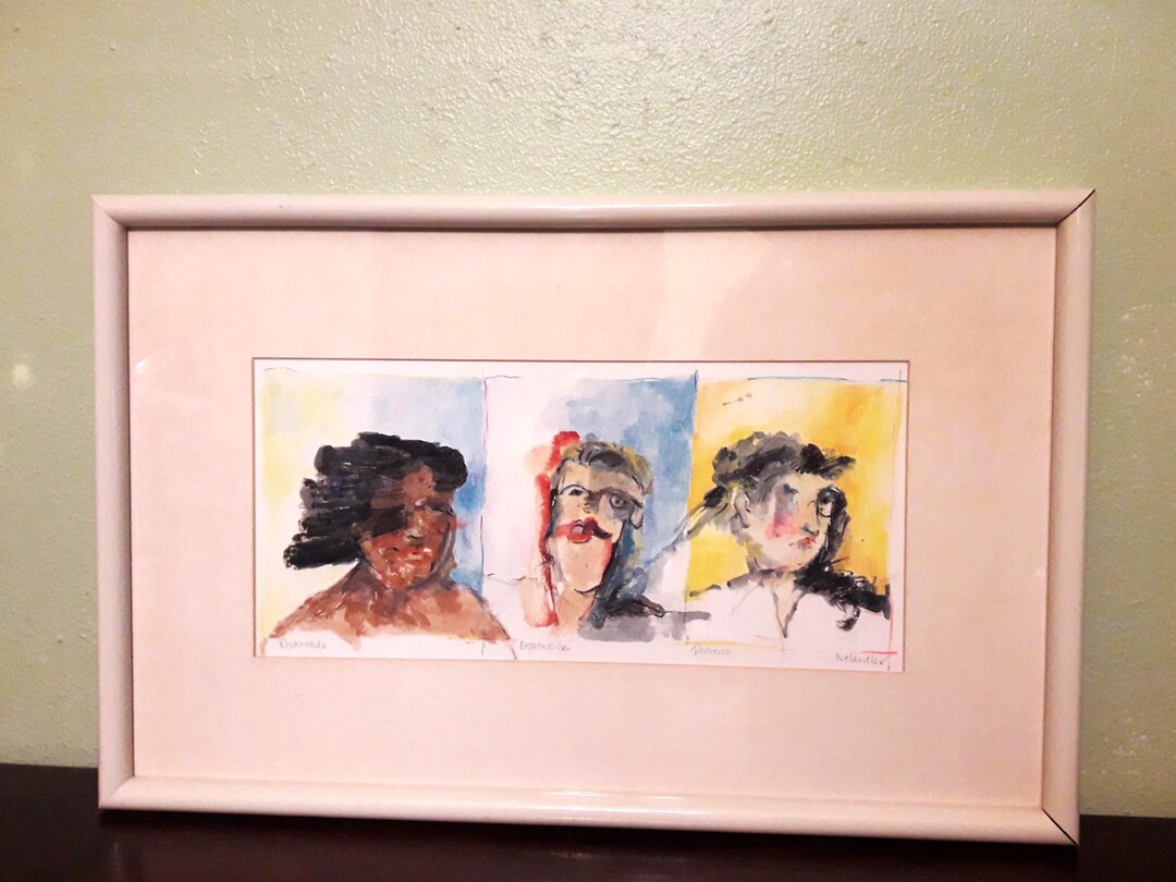 Signed “exiles” Portrait Painting, Distorted Faces, Framed Art - Etsy