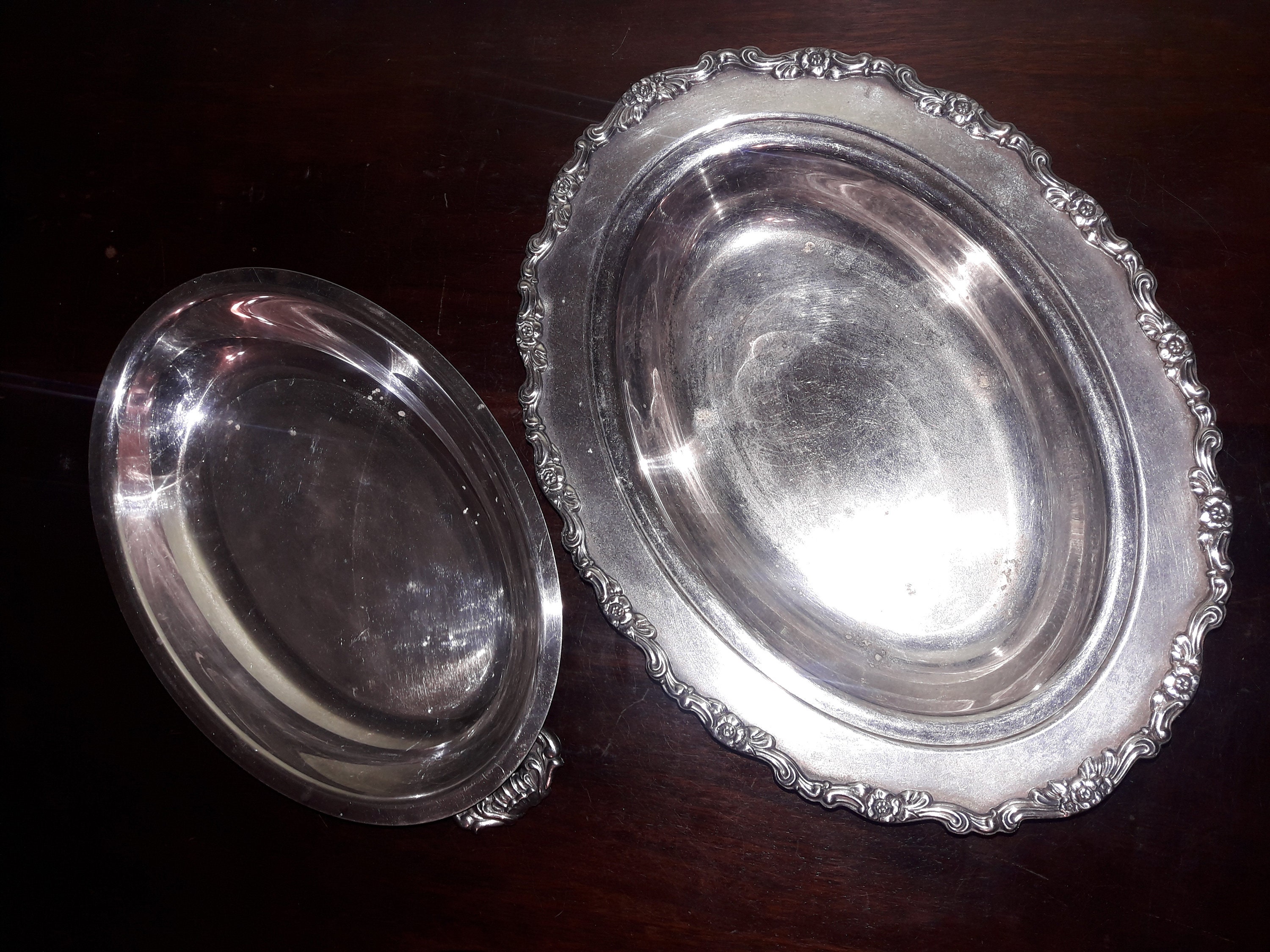 Vintage Covered Oval Shaped Vegetable Serving Dish With Handles Double ...