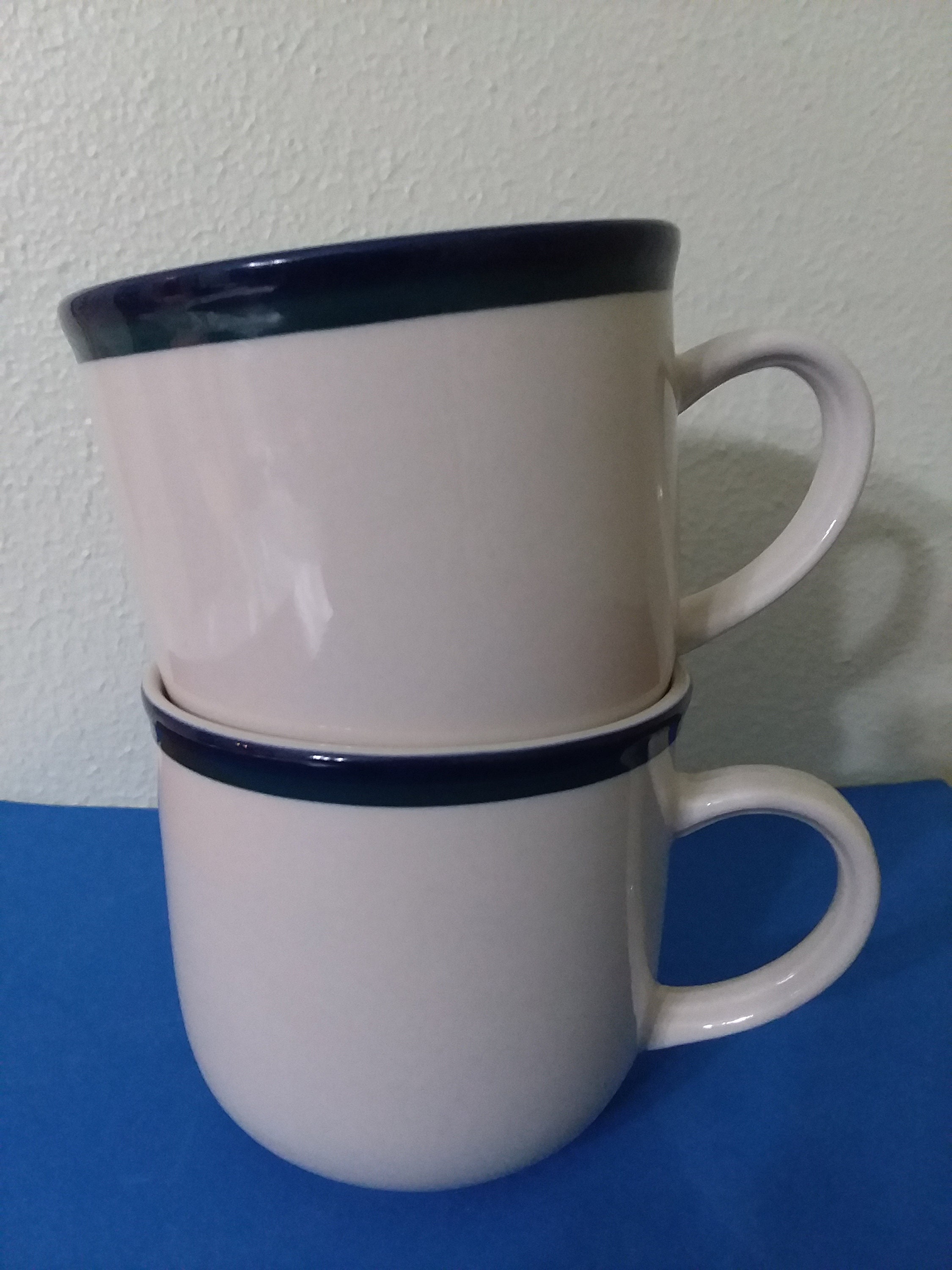 Vintage Stoneware Flat Bottom Cups by Kitchen Basics, 2 Coffee Mugs ...