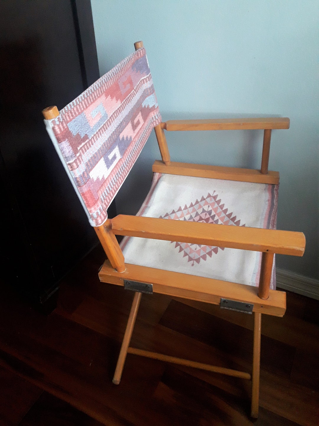 Retro Directors Folding Chair/table/foot Stool, Wooden Frame Fabric ...