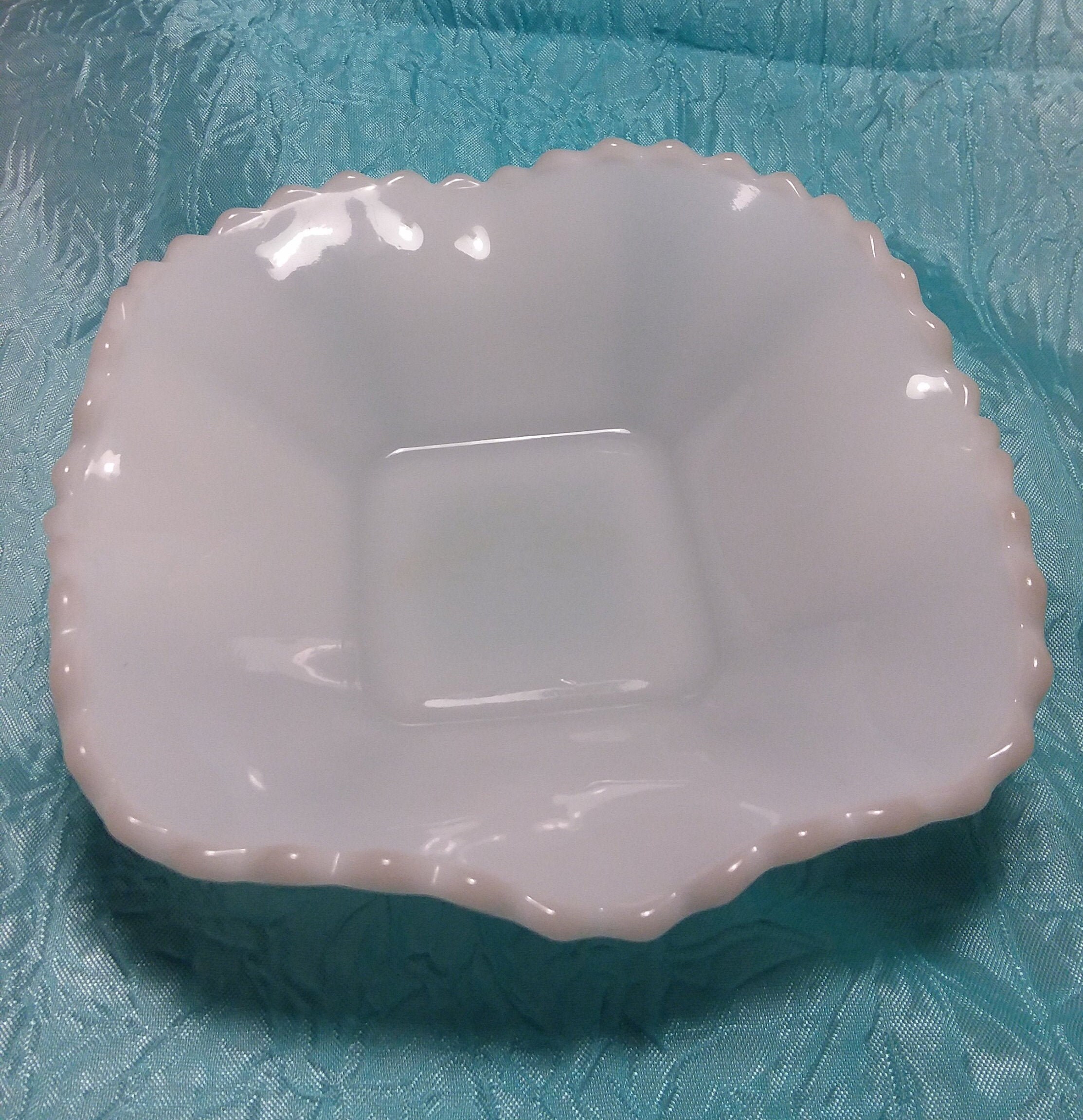 Vintage White Milk Glass Square Candy/serving Dish Bowl With - Etsy