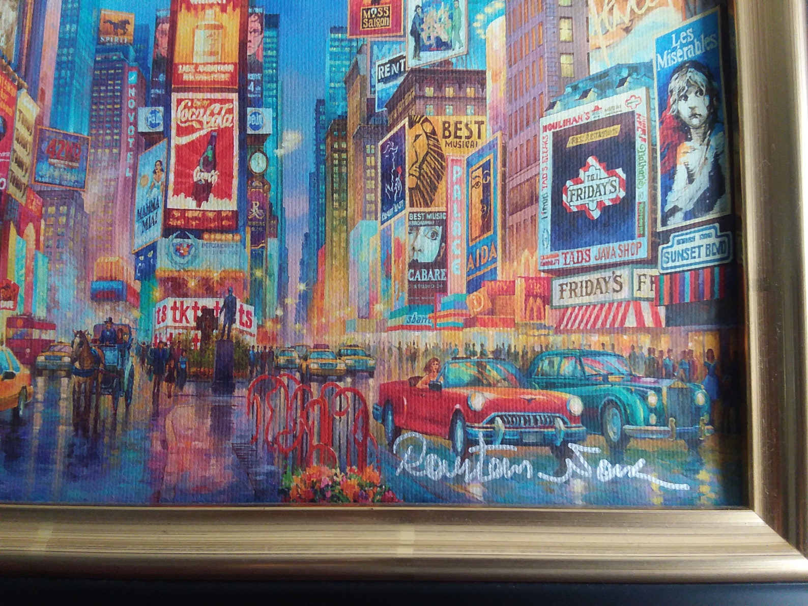 Times Square Painting, Colorful and Vibrant Scene Signed and Framed - Etsy