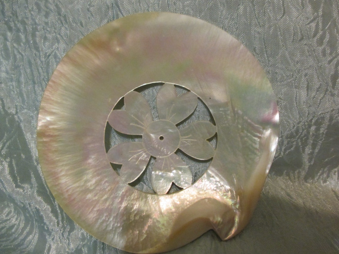Seashell Plate Mother of Pearl Ivory Decorative - Hand Carved Polished ...