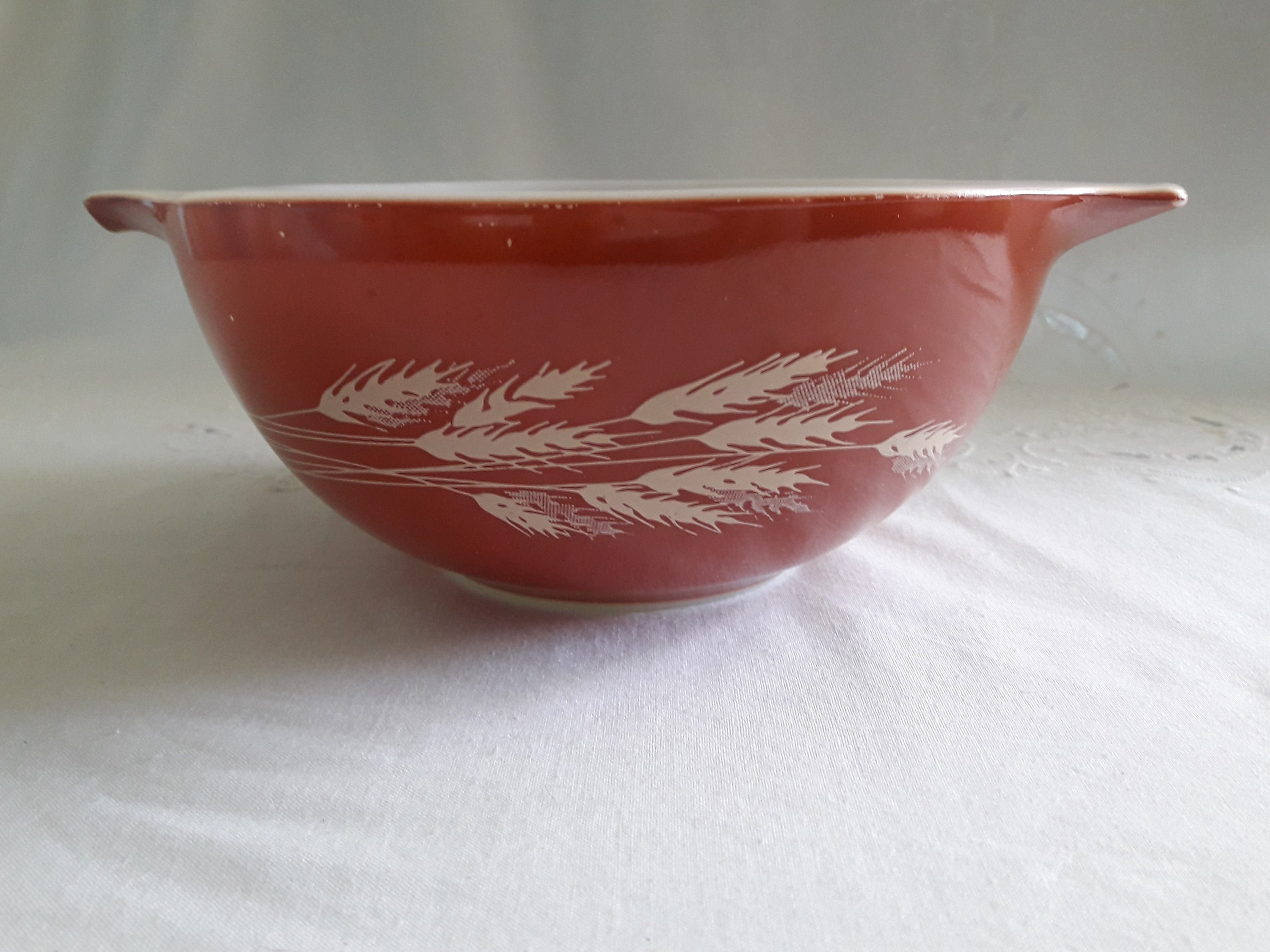 Vintage Burnt Orange Autumn Harvest Wheat Pyrex 442 Cinderella 9 Mixing ...