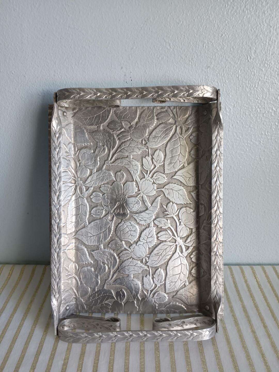 Vintage Decorative Metal Serving Tray Trinket Holder, Keystoneware ...