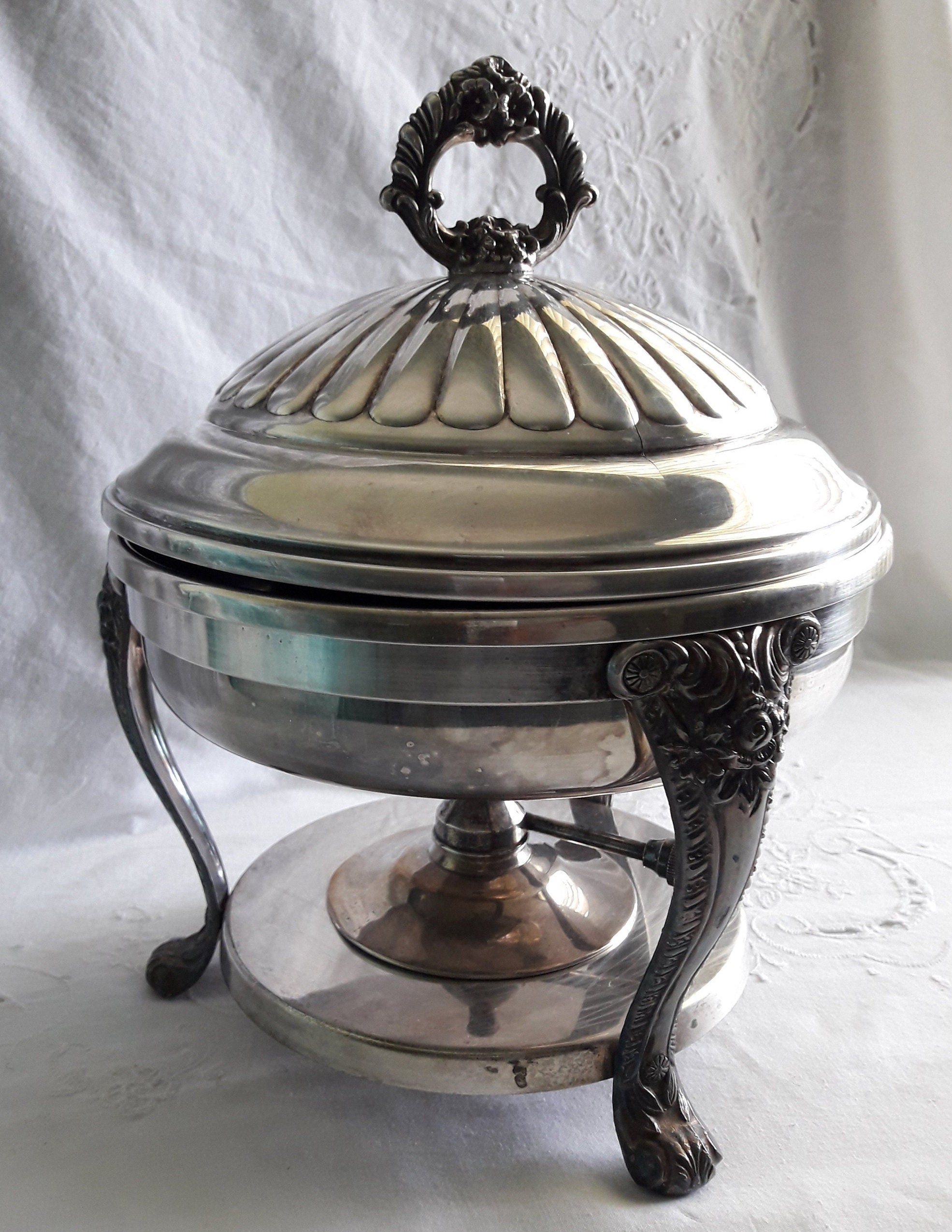 Vintage Round Chafer Buffet Set Chafing Dish Pan Dome Lid - Etsy