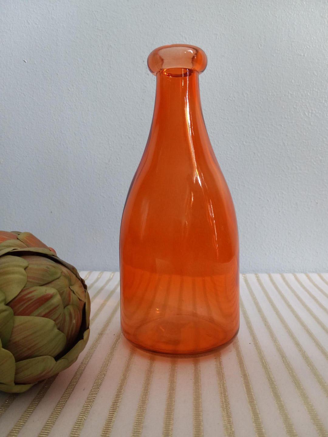 Tangerine Glass Bud Vase: Boho Tabletop Decor, Art Glass - Etsy