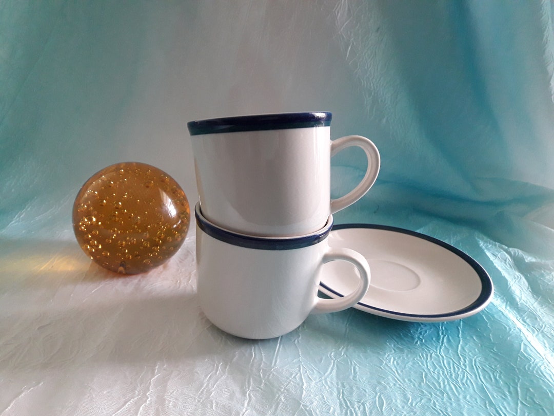 Vintage Stoneware Flat Bottom Cups by Kitchen Basics, 2 Coffee Mugs off ...
