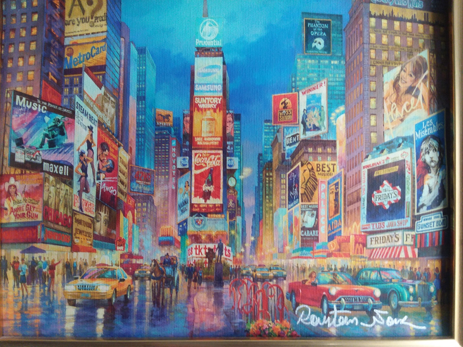 Times Square Painting, Colorful and Vibrant Scene Signed and Framed - Etsy