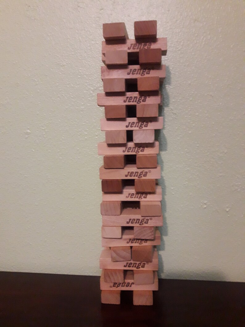 Vintage Jenga Classic Wood Puzzle Block Building Game 1995 Milton ...
